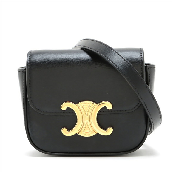Celine | Bags | Celine Mini Triomphe Leather Shoulder Bag Black | Poshmark